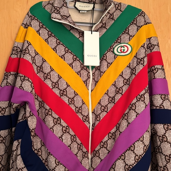Gucci | Jackets & Coats | Gucci Technical Gg Rainbow Track Jacket ...